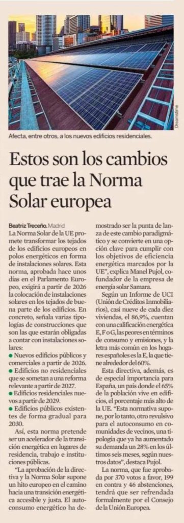 Nueva norma solar europea